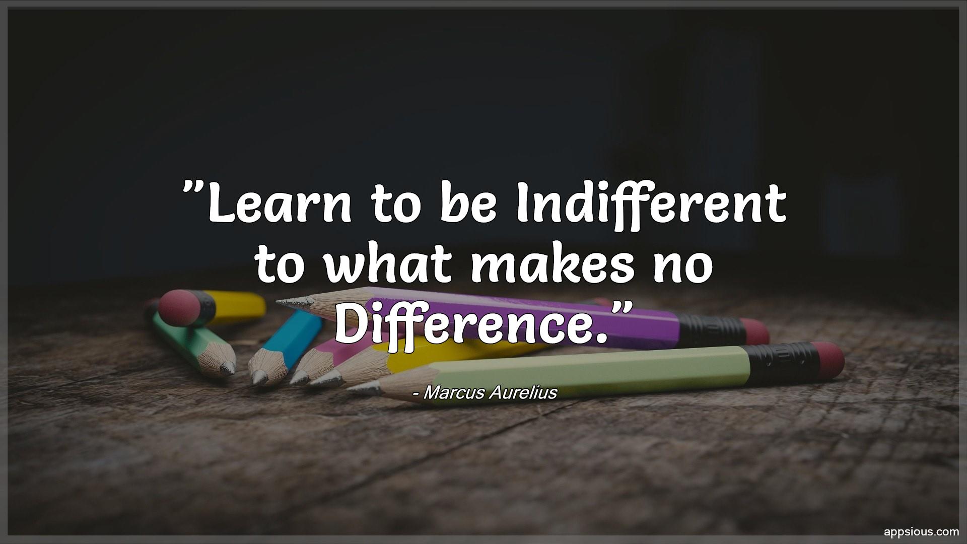 Learn to be Indifferent to what makes no Difference. - quotewis.com