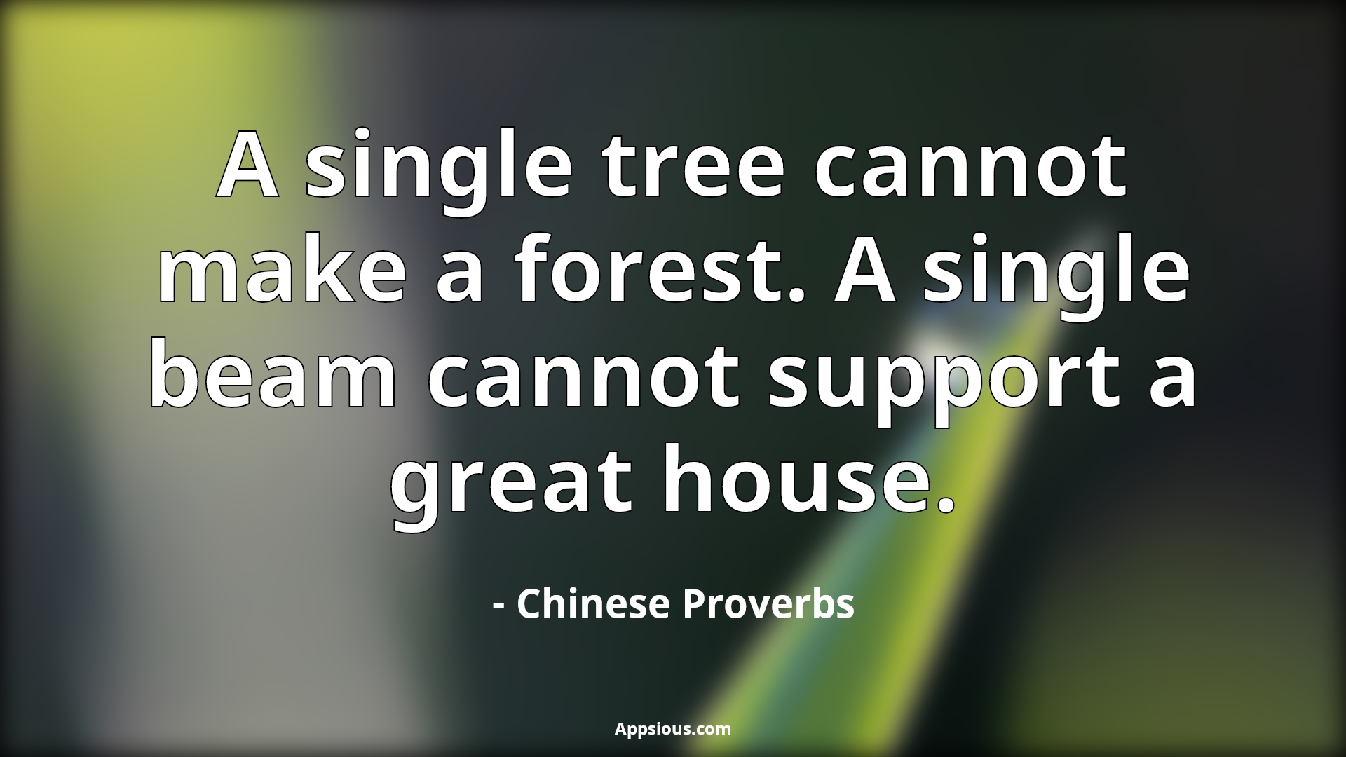 A single tree cannot make a forest. A single beam cannot support a ...